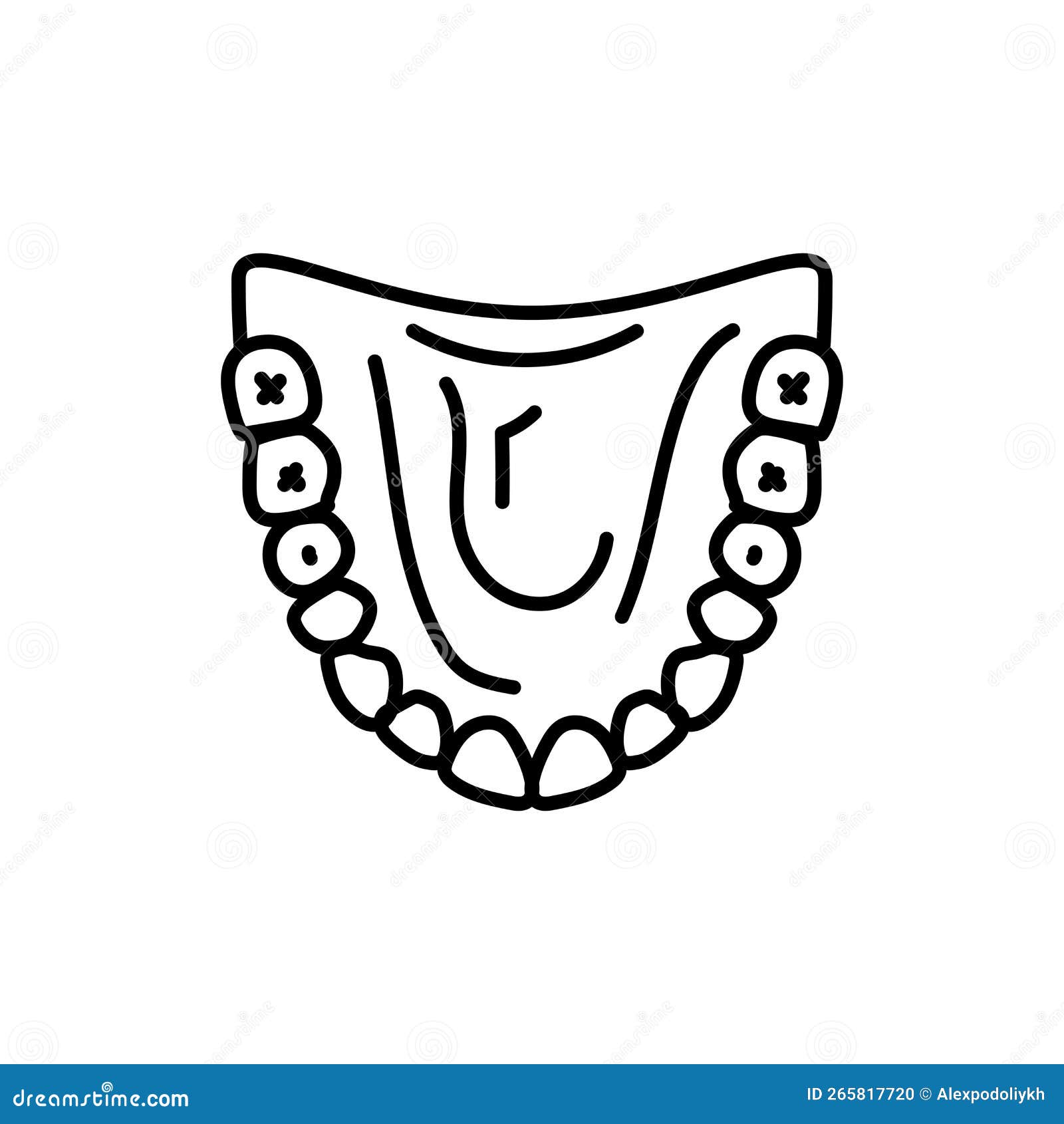 False Teeth Line Icon. Dental Prosthetic Stock Vector - Illustration of ...