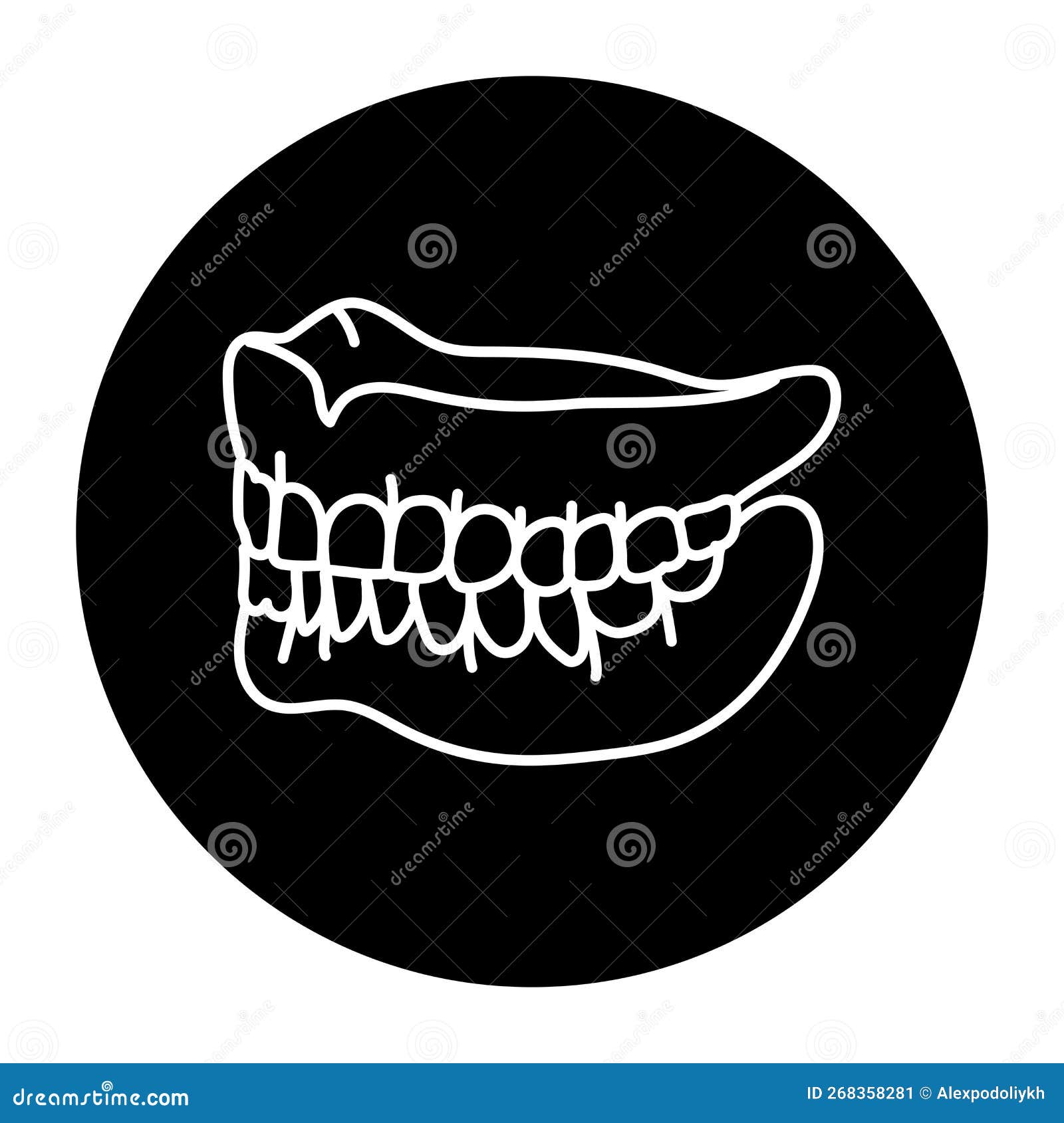 False Teeth Line Icon. Dental Prosthetic Stock Vector - Illustration of ...