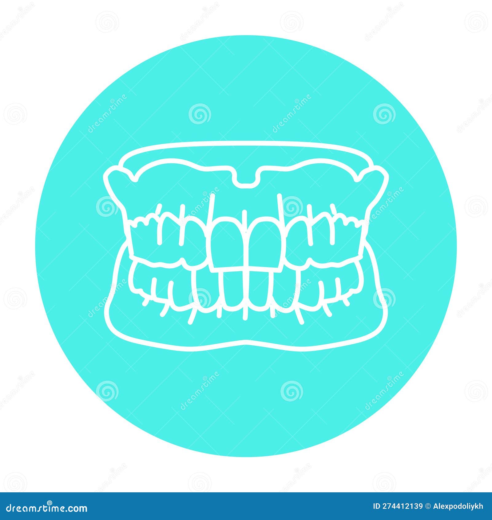 False Teeth Line Icon. Dental Prosthetic Stock Vector - Illustration of ...