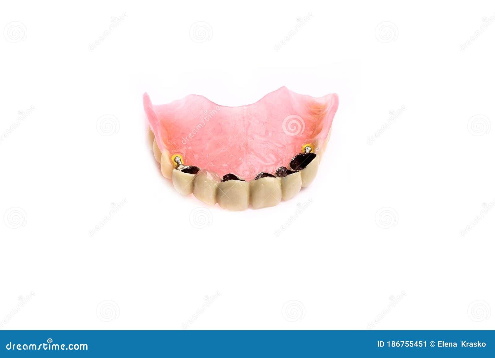 False Teeth on a White Background Removable Stock Image - Image of ...