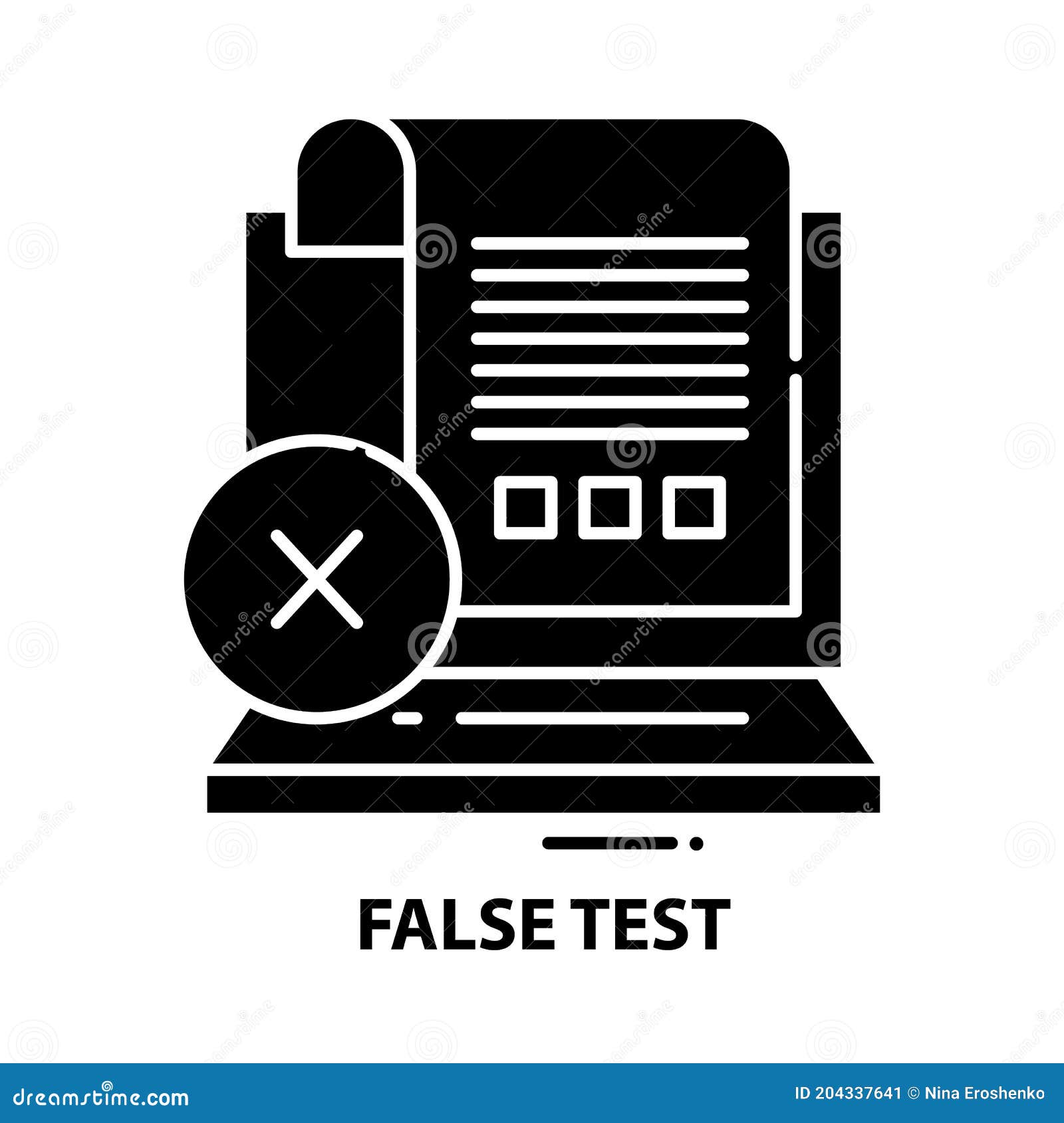 False Test Icon, Black Vector Sign with Editable Strokes, Concept ...