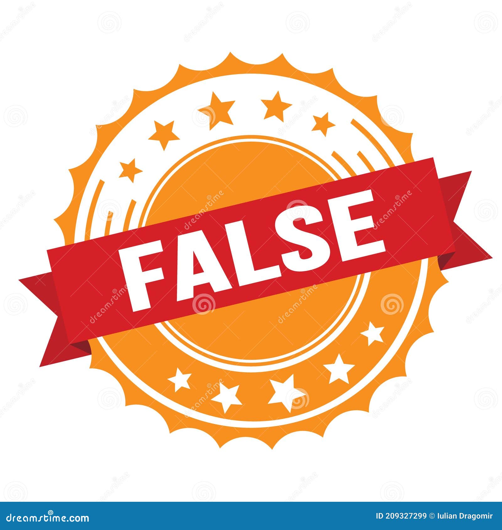 FALSE Text on Red Orange Ribbon Stamp Stock Illustration - Illustration ...