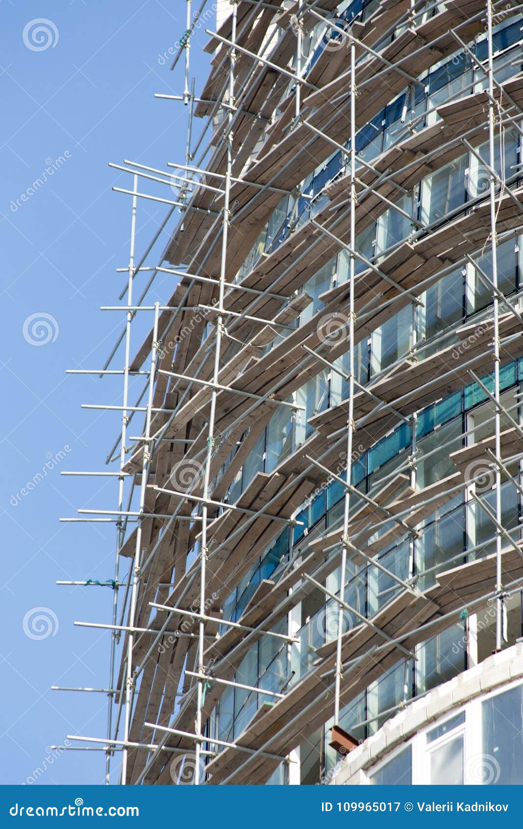 Falsework on a Facade of the Under Construction House. Stock Image ...