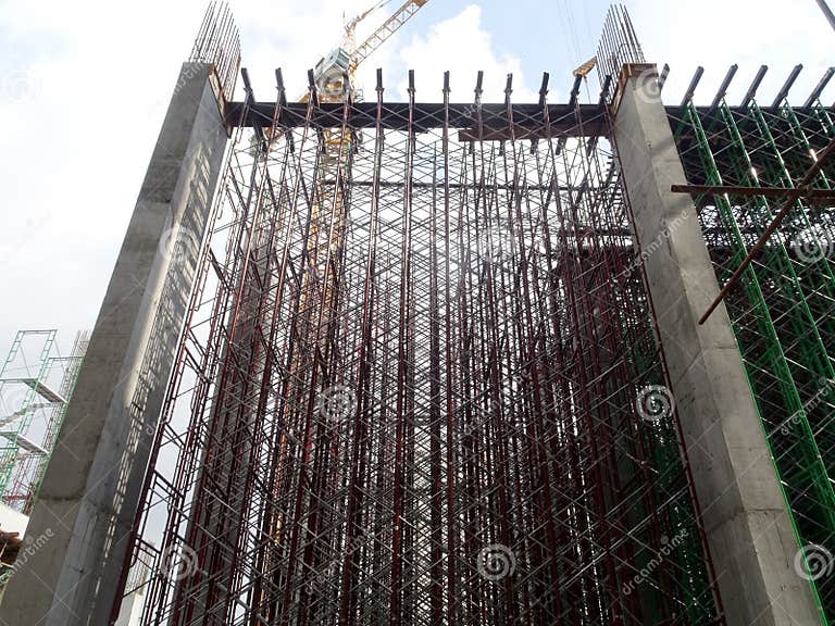 Falsework Work at the Construction Site. it Consists of Temporary ...