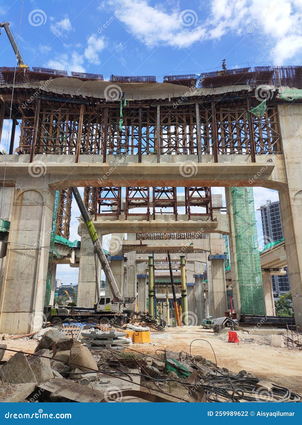 Falsework Work at the Construction Site. it Consists of Temporary ...