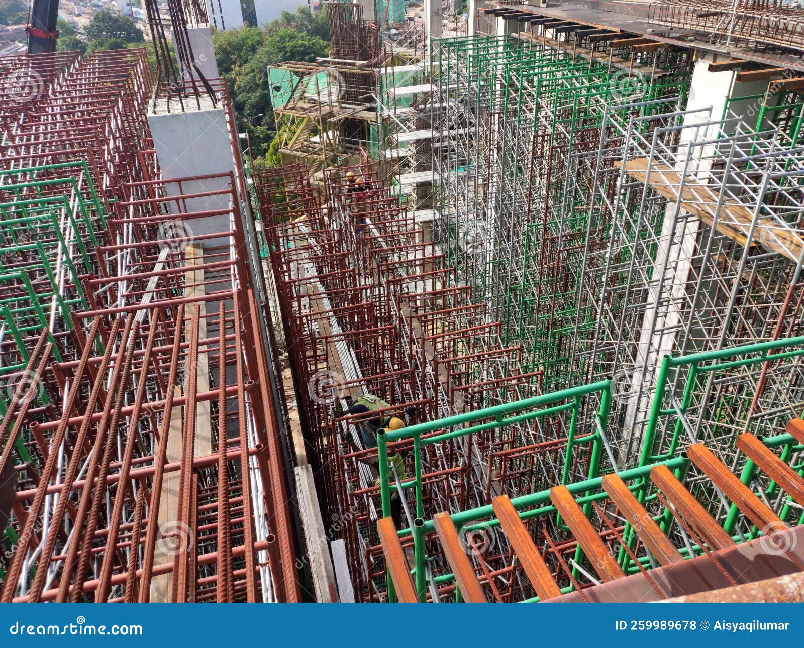 Falsework Work at the Construction Site. it Consists of Temporary ...