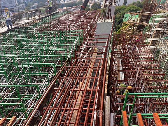 Falsework Work at the Construction Site. it Consists of Temporary ...