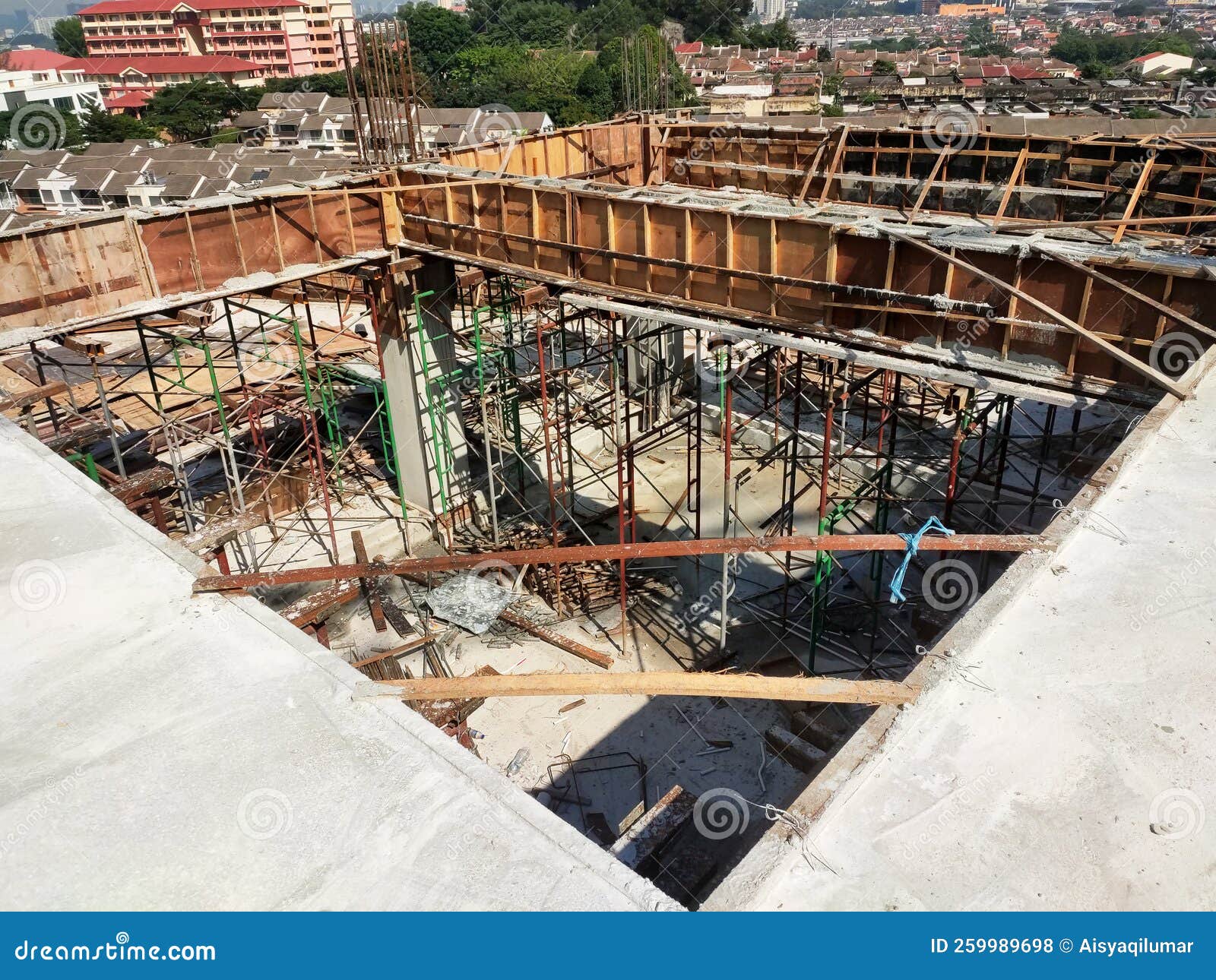 Falsework Work at the Construction Site. it Consists of Temporary ...