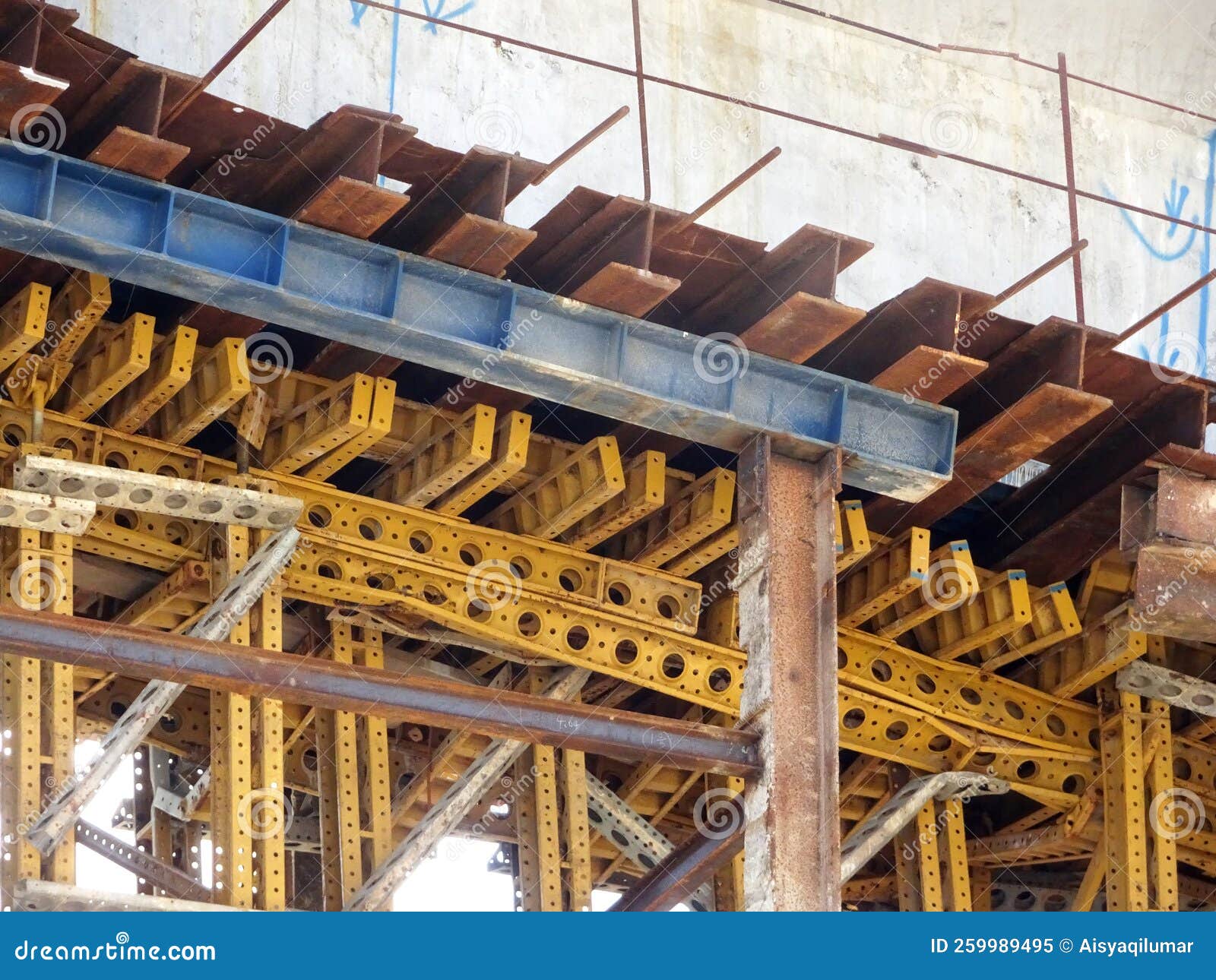 Falsework Work at the Construction Site. it Consists of Temporary ...