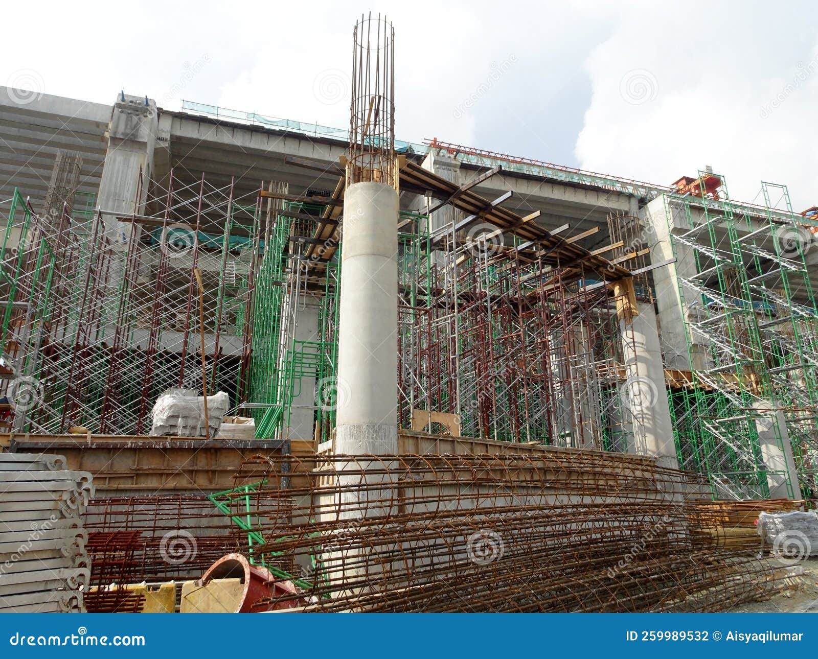 Falsework Work at the Construction Site. it Consists of Temporary ...