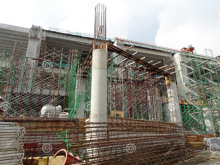 Falsework Work at the Construction Site. it Consists of Temporary ...