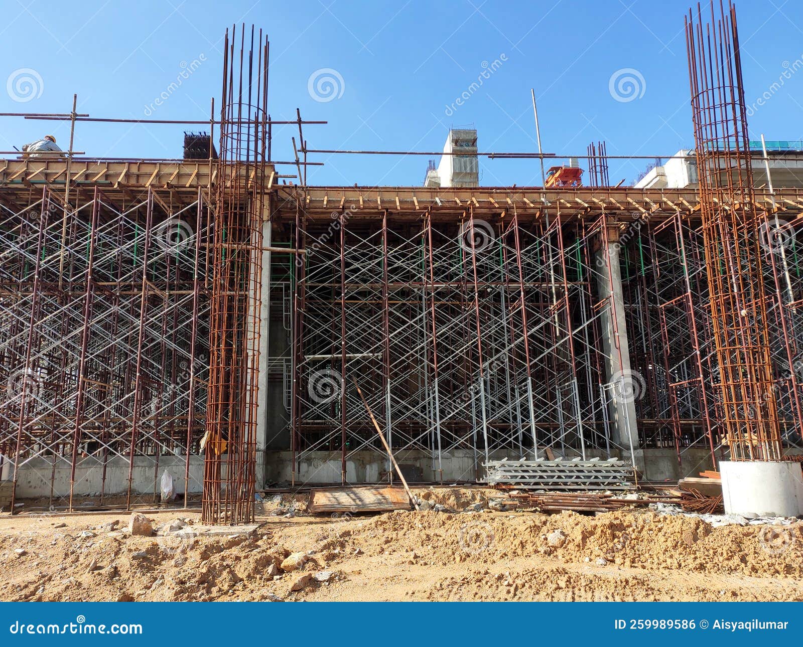 Falsework Work at the Construction Site. it Consists of Temporary ...