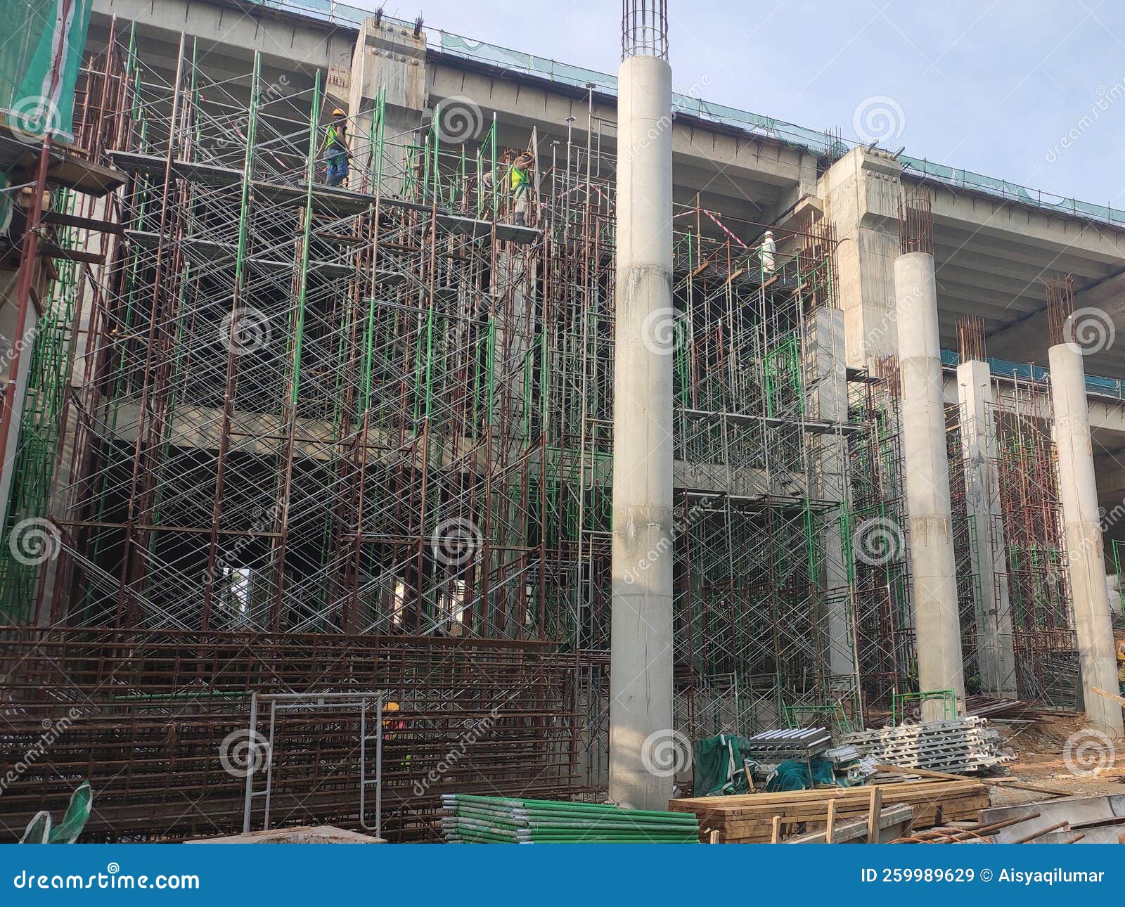 Falsework Work at the Construction Site. it Consists of Temporary ...