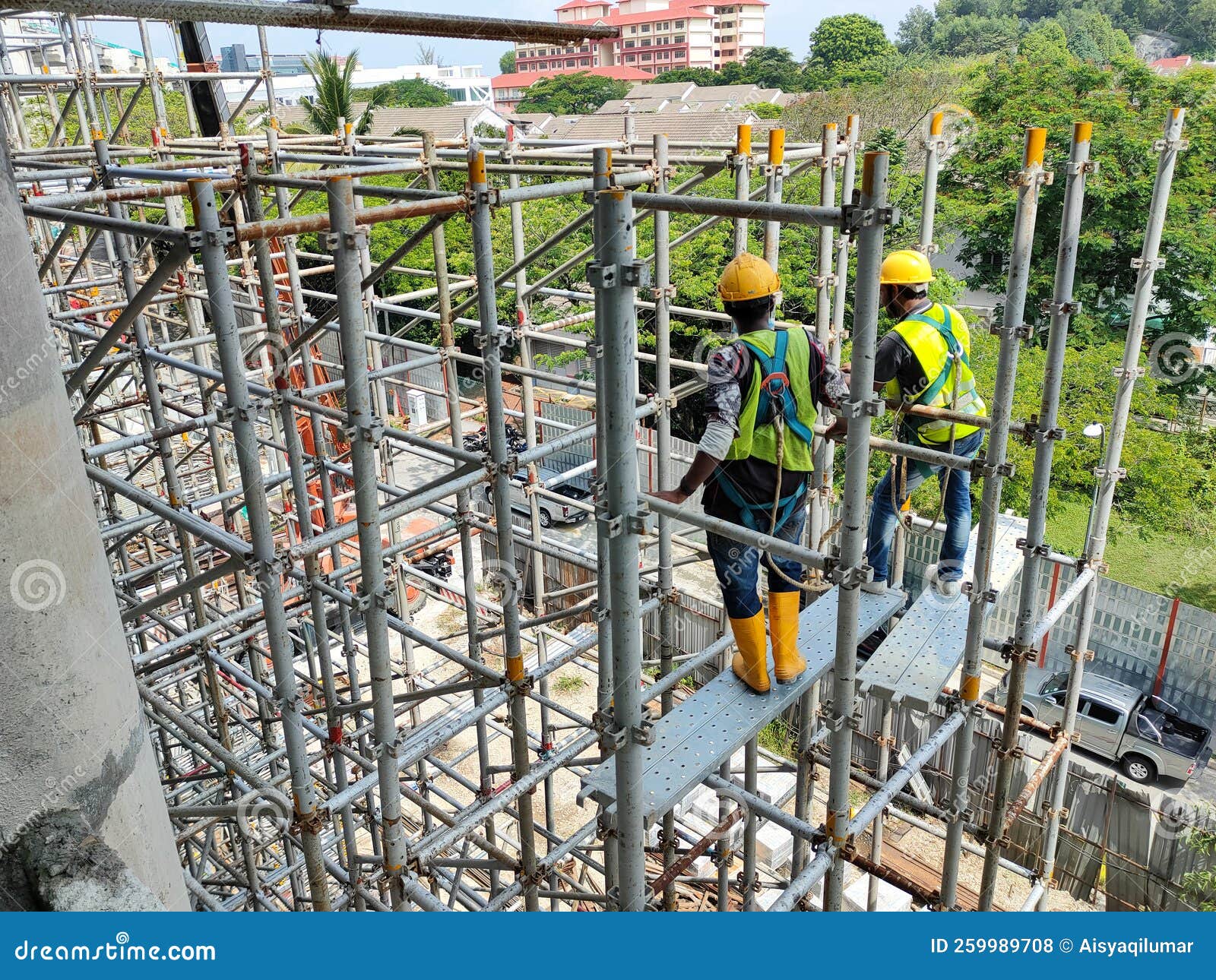 Falsework Work at the Construction Site. it Consists of Temporary ...