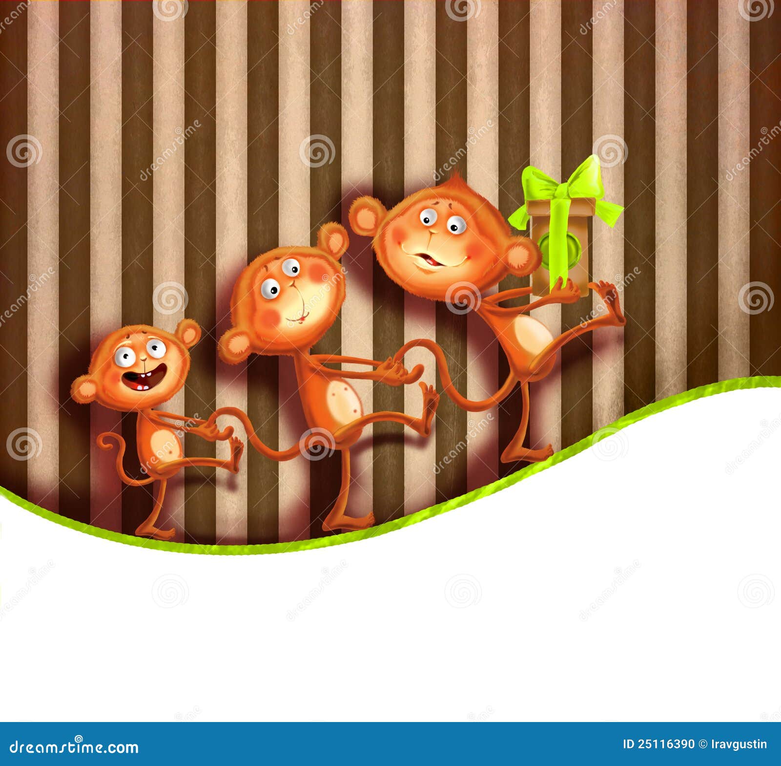 Família Dos Macacos Com Um Prezent Ilustração Stock - Ilustração de ...