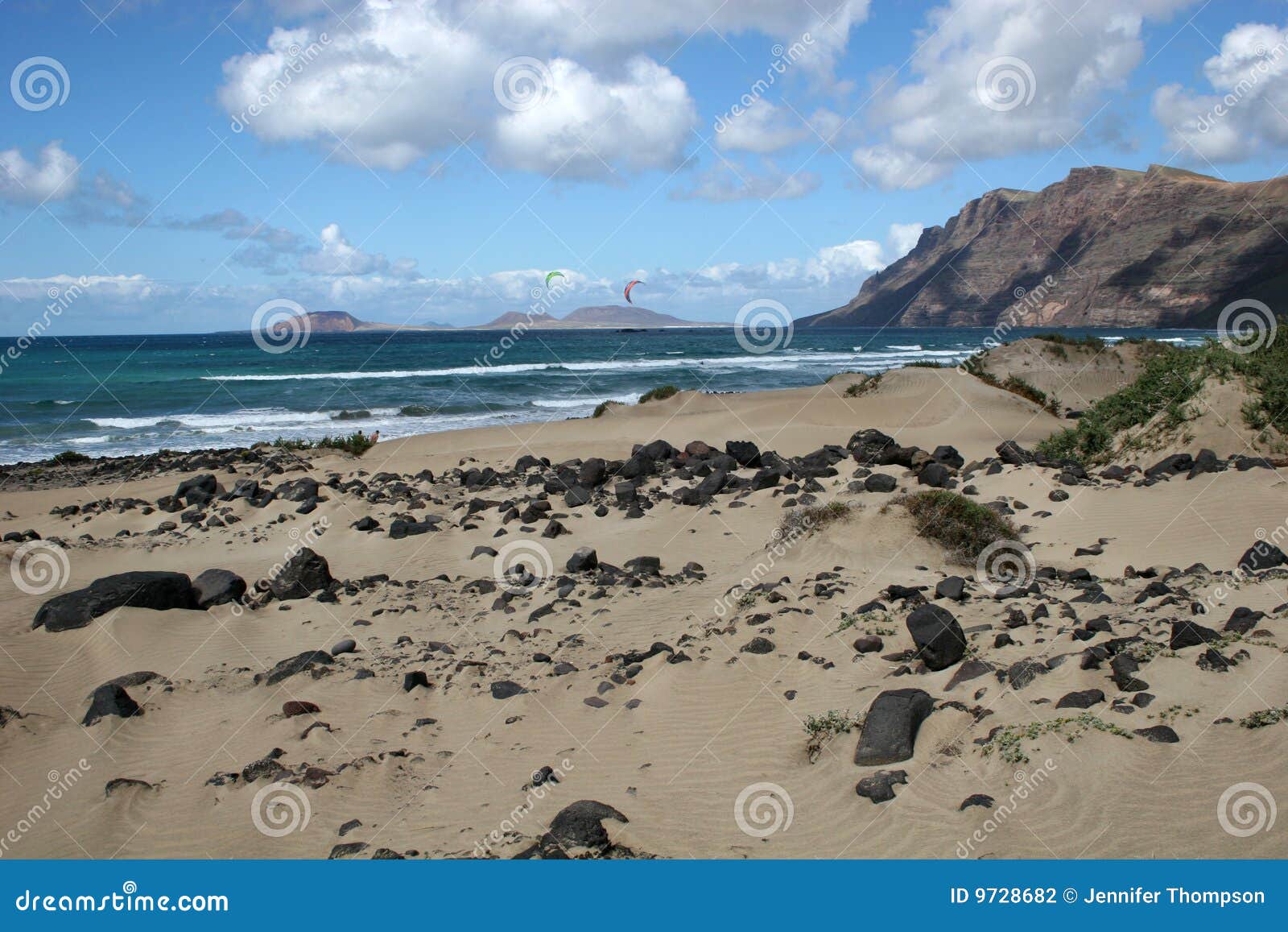 Famara beach, Lanzarote stock photo. Image of kiting, famara - 9728682