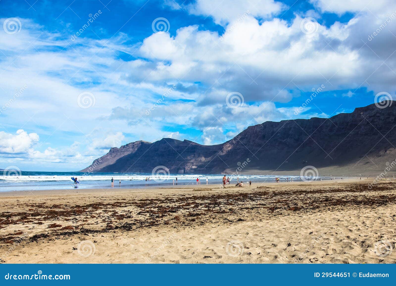 Famara Beach. Lanzarote, Canary Islands Stock Image - Image of cliffs ...
