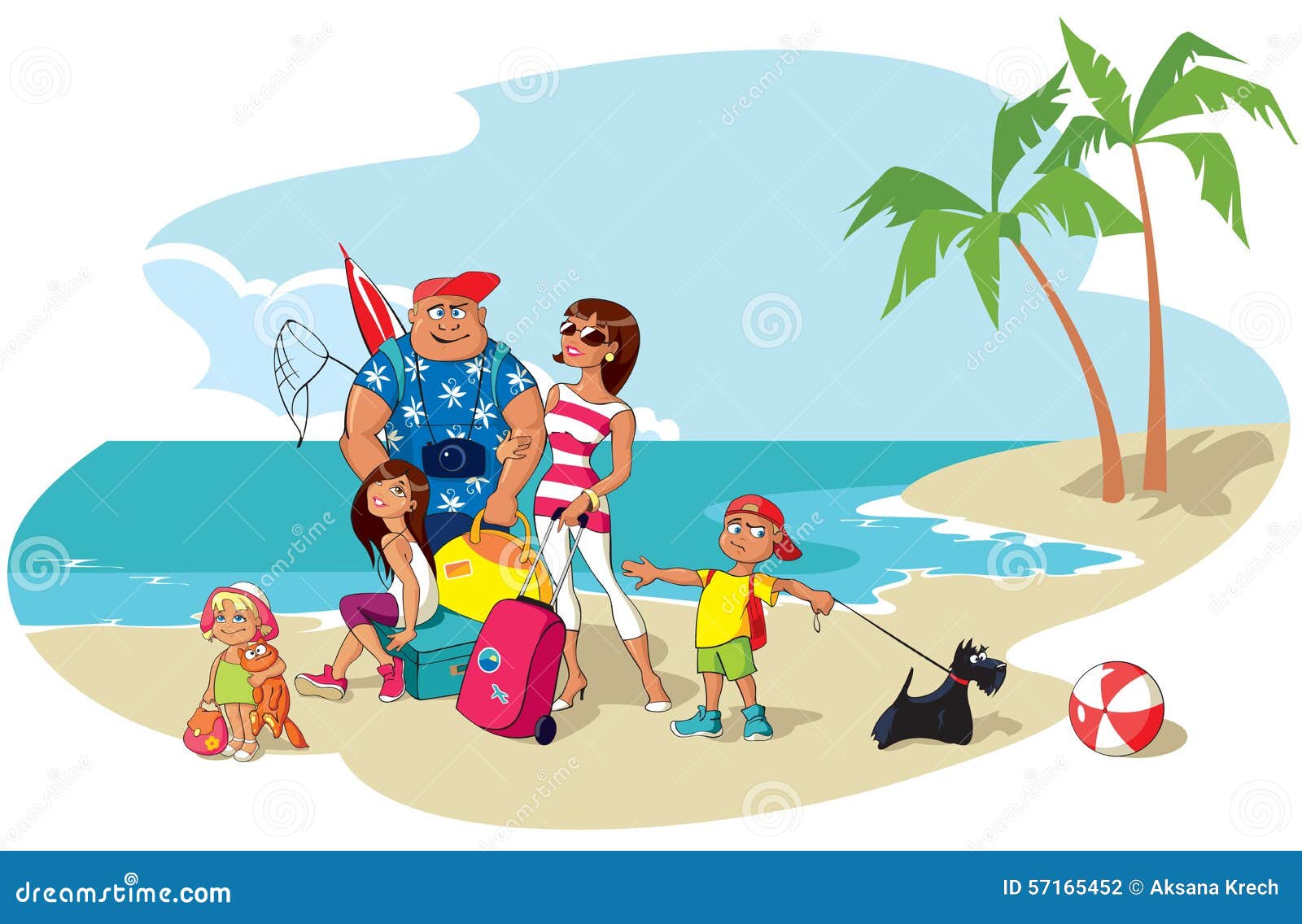 Familie auf Ferien vektor abbildung. Illustration von fahne - 57165452