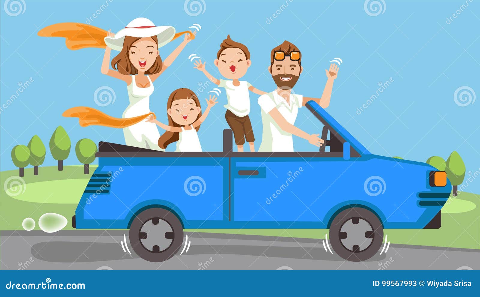 Familie im Auto vektor abbildung. Illustration von lebensstil - 99567993