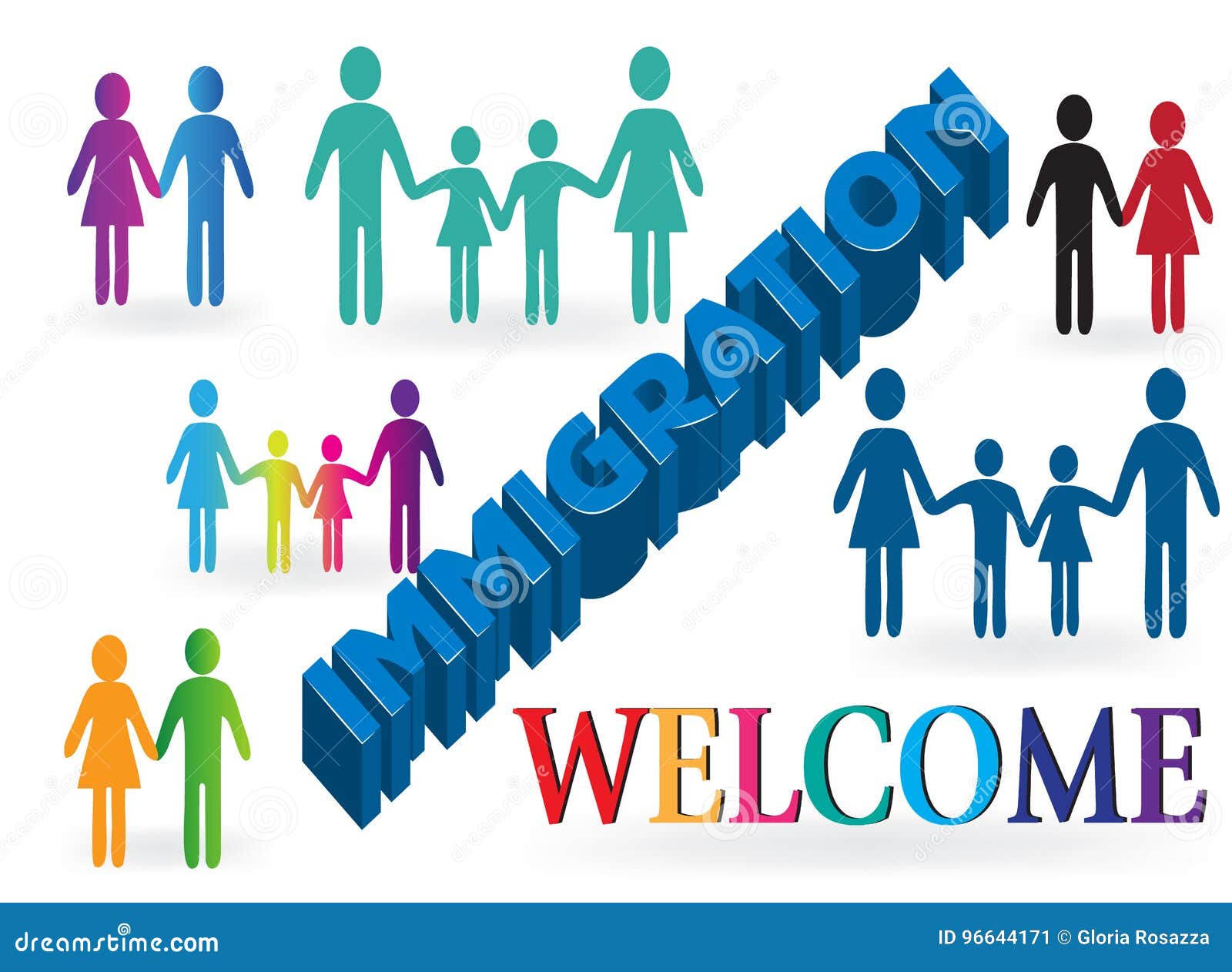 Families Immigration Welcome Stock Vector - Illustration of business ...
