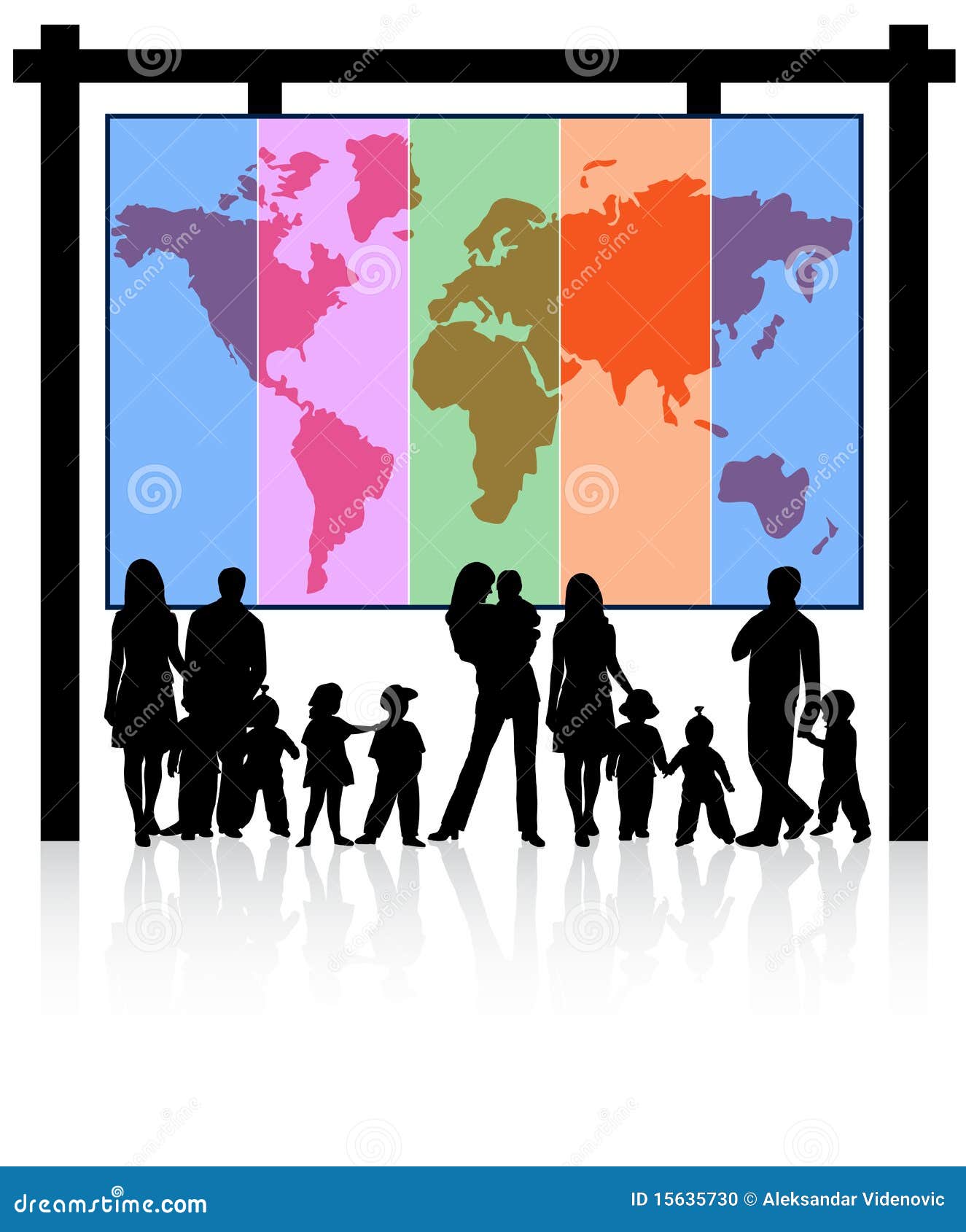 Families and map stock vector. Illustration of boys, daddy - 15635730