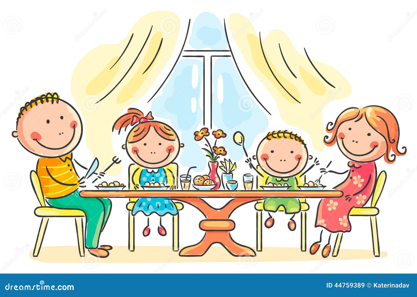 Famille Ayant Le Repas Ensemble Illustration de Vecteur - Illustration ...