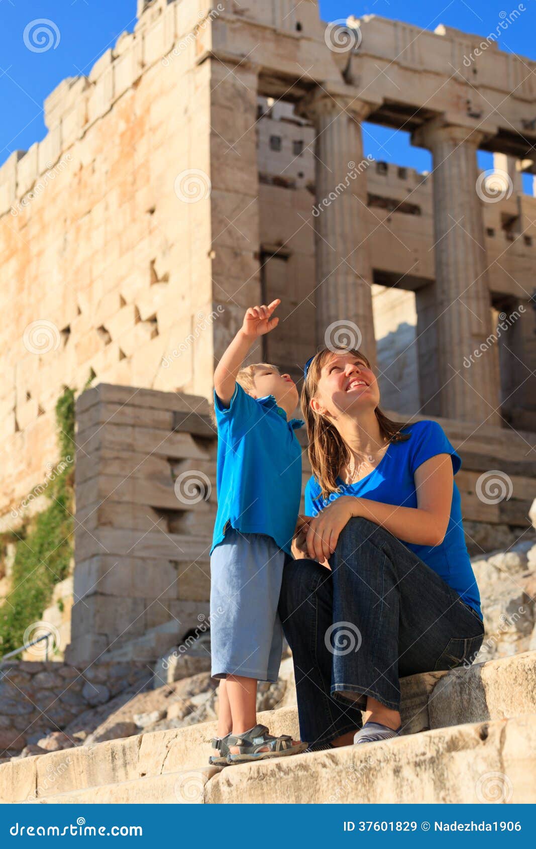 Family in Acropolis, Athens, Greece Stock Image - Image of greek ...