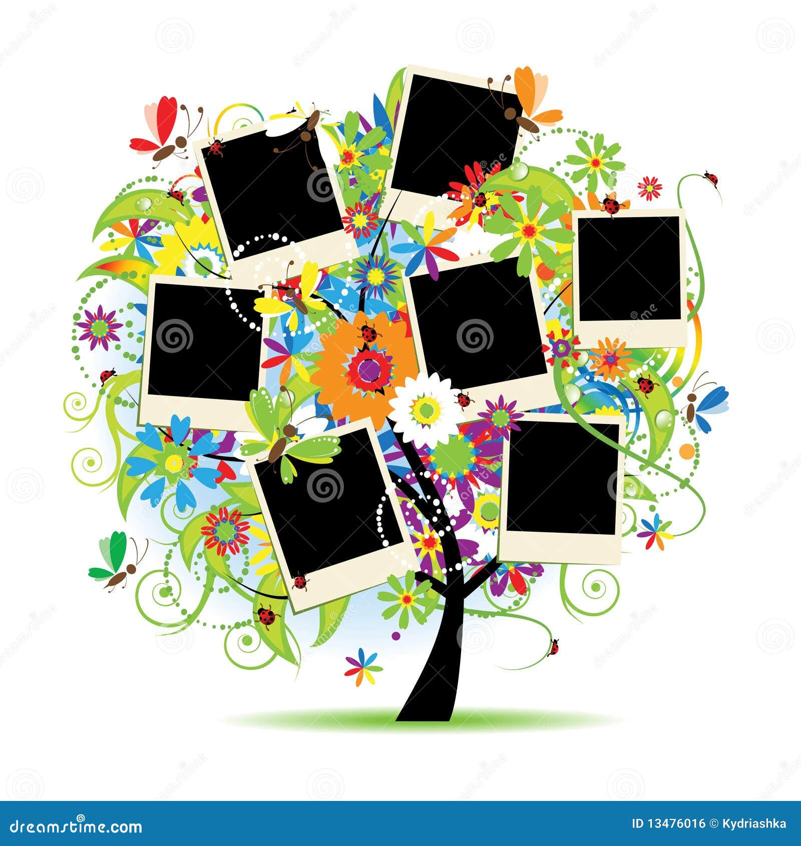 Family album. Floral tree stock vector. Illustration of butterfly ...