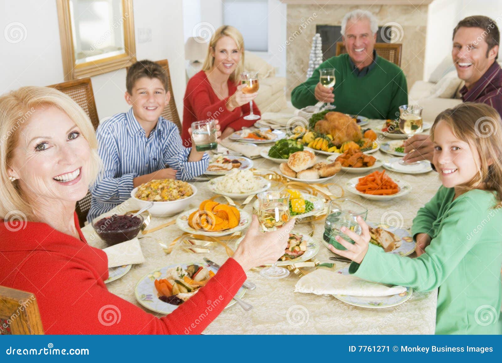 Family All Together at Christmas Dinner Stock Image - Image of food ...