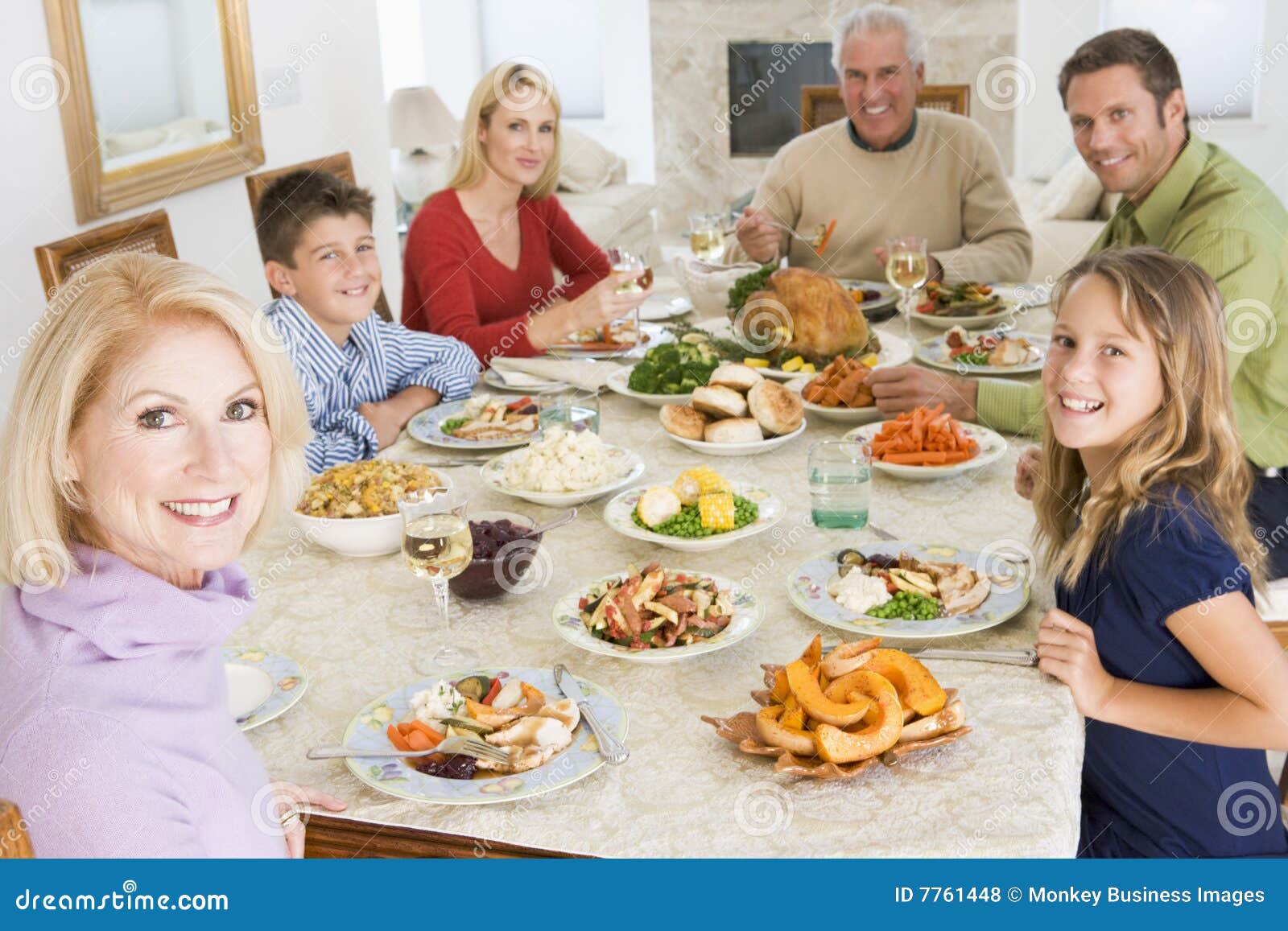 Family All Together at Christmas Dinner Stock Photo - Image of camera ...