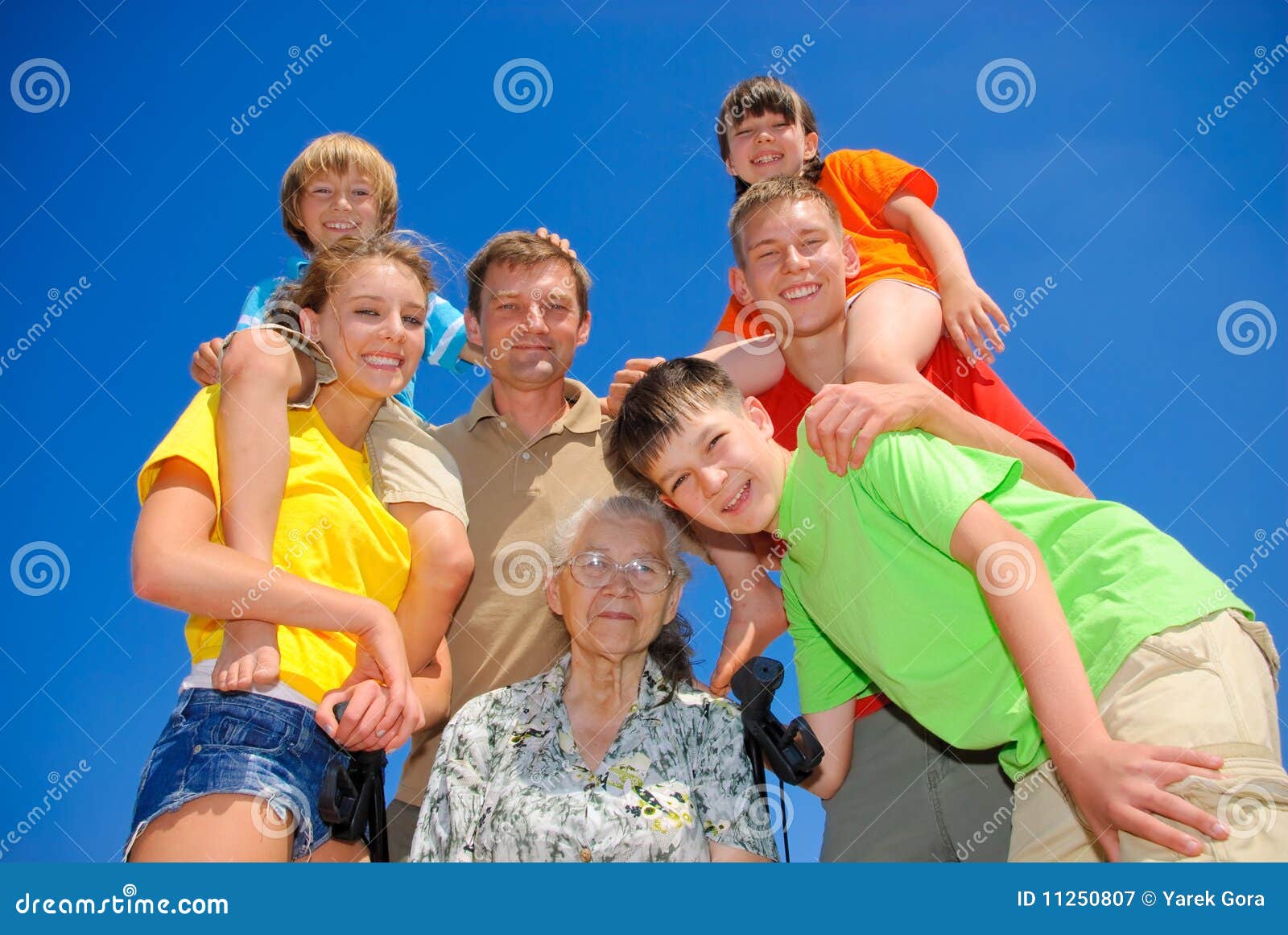 Family around grandma stock image. Image of blue, happy - 11250807