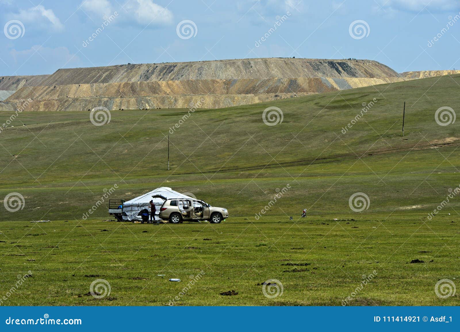 Family Arriving by Car at Its Yurt Stock Image - Image of mongolian ...