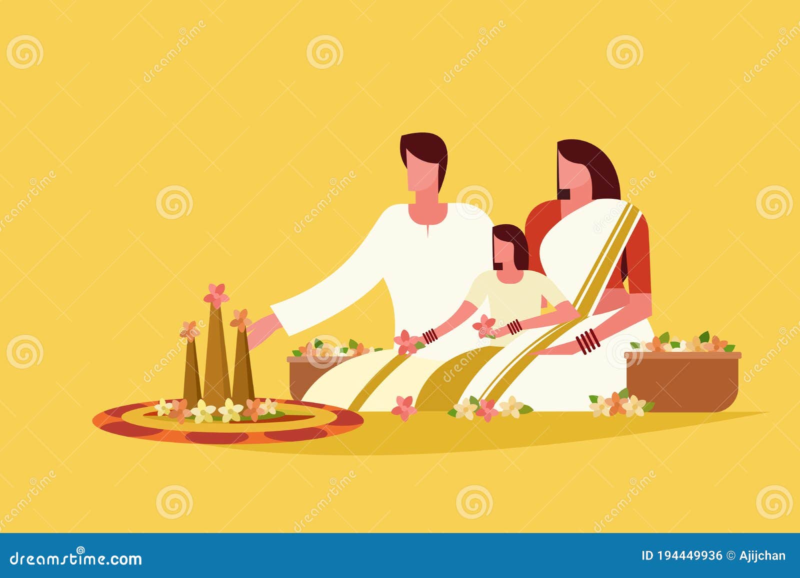 Girl Athapoo Onam Vector Illustration | CartoonDealer.com #224598872