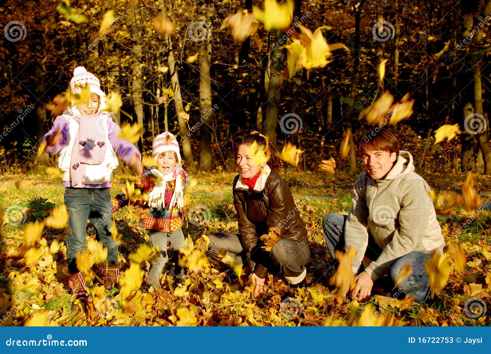 Family autumn fun stock image. Image of park, girl, amusement - 16722753