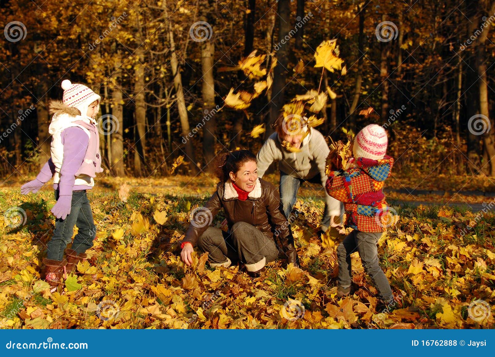 Family autumn fun stock photo. Image of four, friend - 16762888