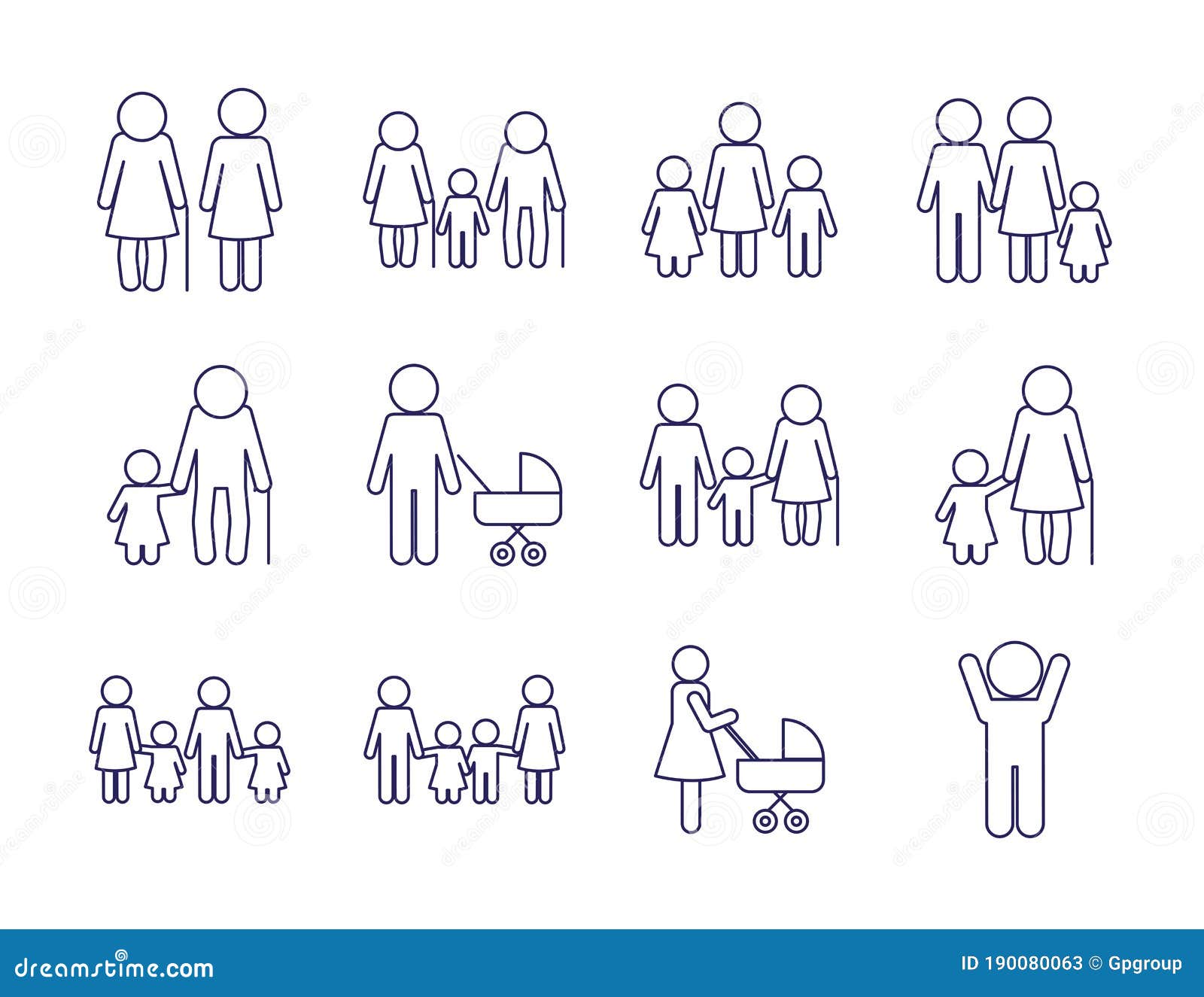 Family Avatars Line Style Icon Set Vector Design Stock Vector ...