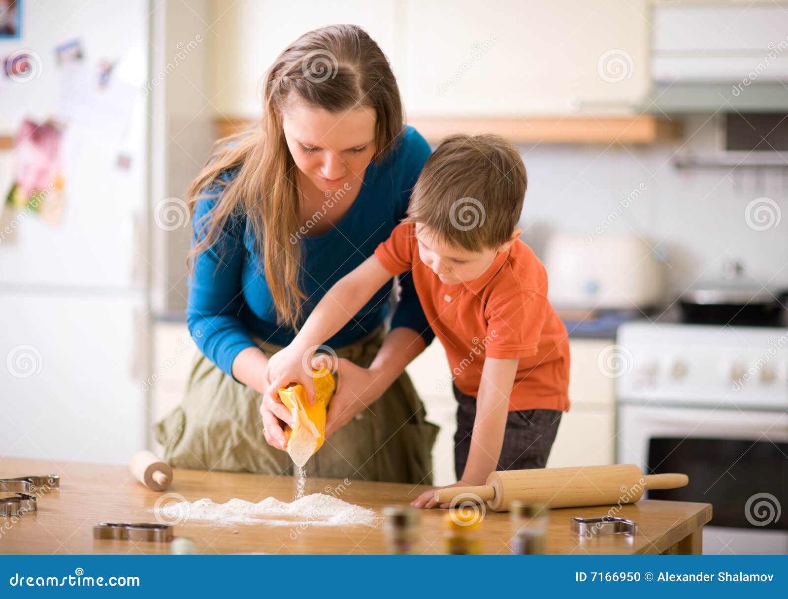 Family Baking stock photo. Image of child, helping, flour - 7166950