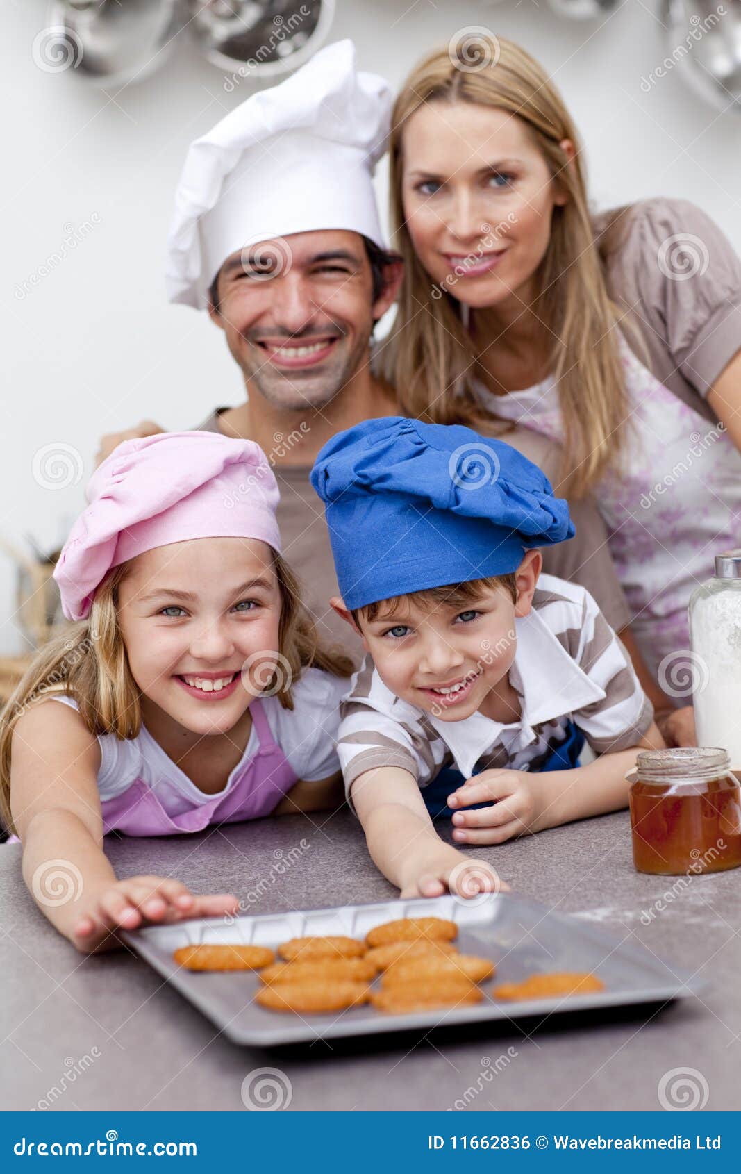 Family Baking Biscuits in the Kitchen Stock Photo - Image of home, girl ...