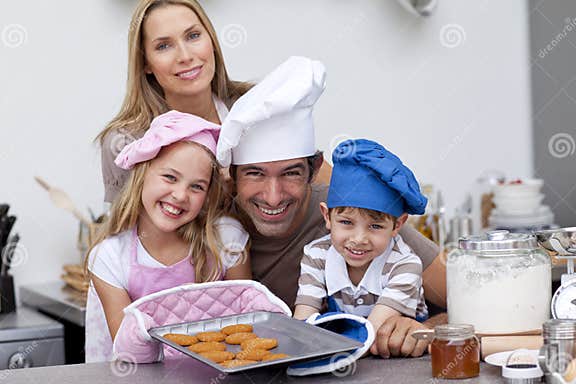 Family Baking Biscuits in the Kitchen Stock Image - Image of cooking ...