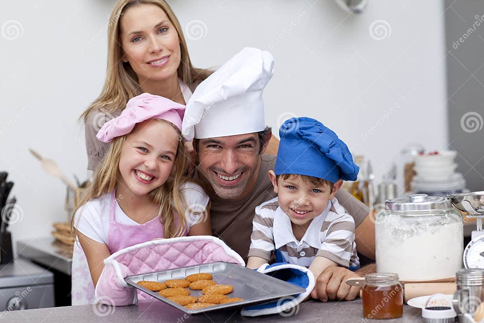 Family Baking Biscuits in the Kitchen Stock Image - Image of cooking ...