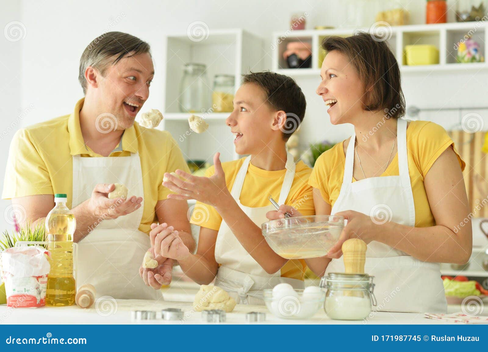 Family Baking in the Kitchen at Home Stock Image - Image of female ...