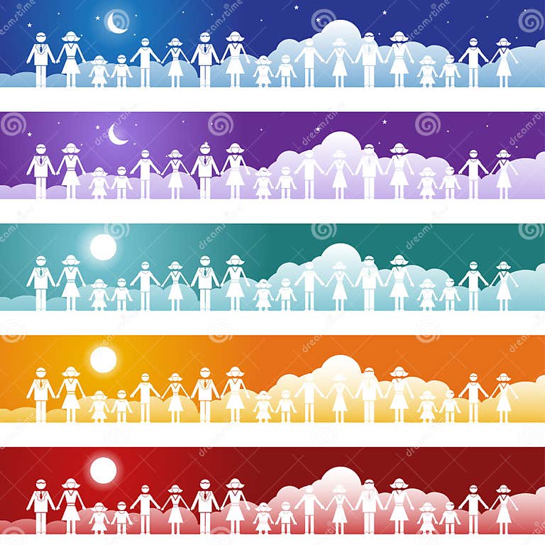 Family Banner Set stock vector. Illustration of orange - 9395449