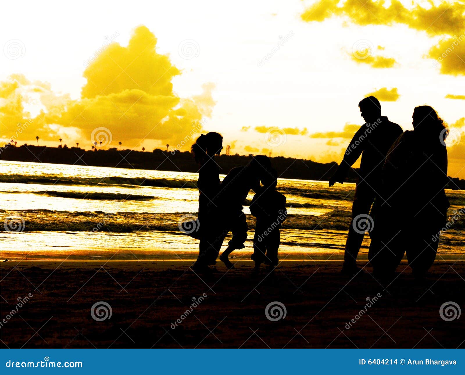 Family on beach silhouette stock photo. Image of family - 6404214