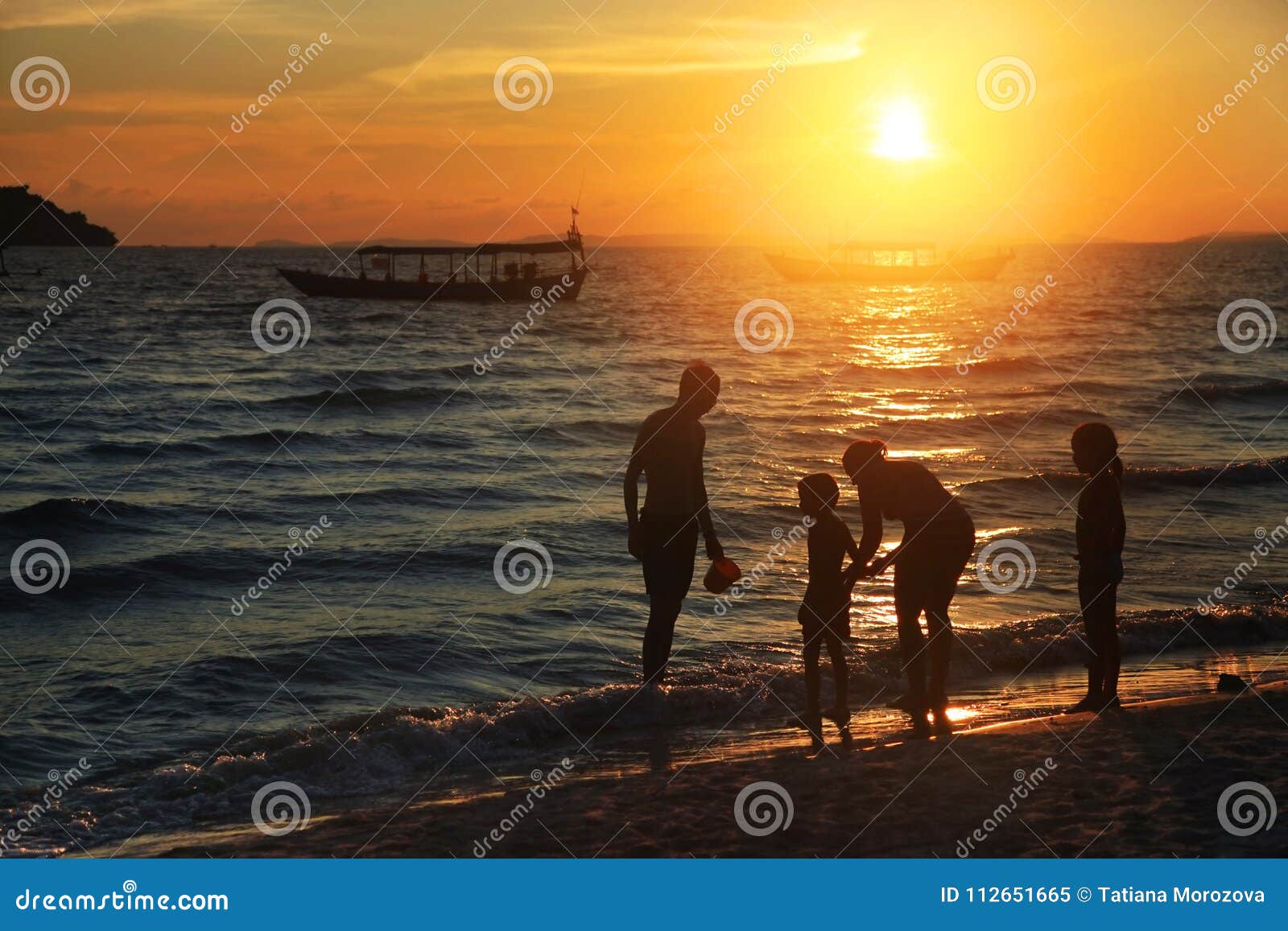 Family on the Beach at Sunset Editorial Image - Image of boys ...
