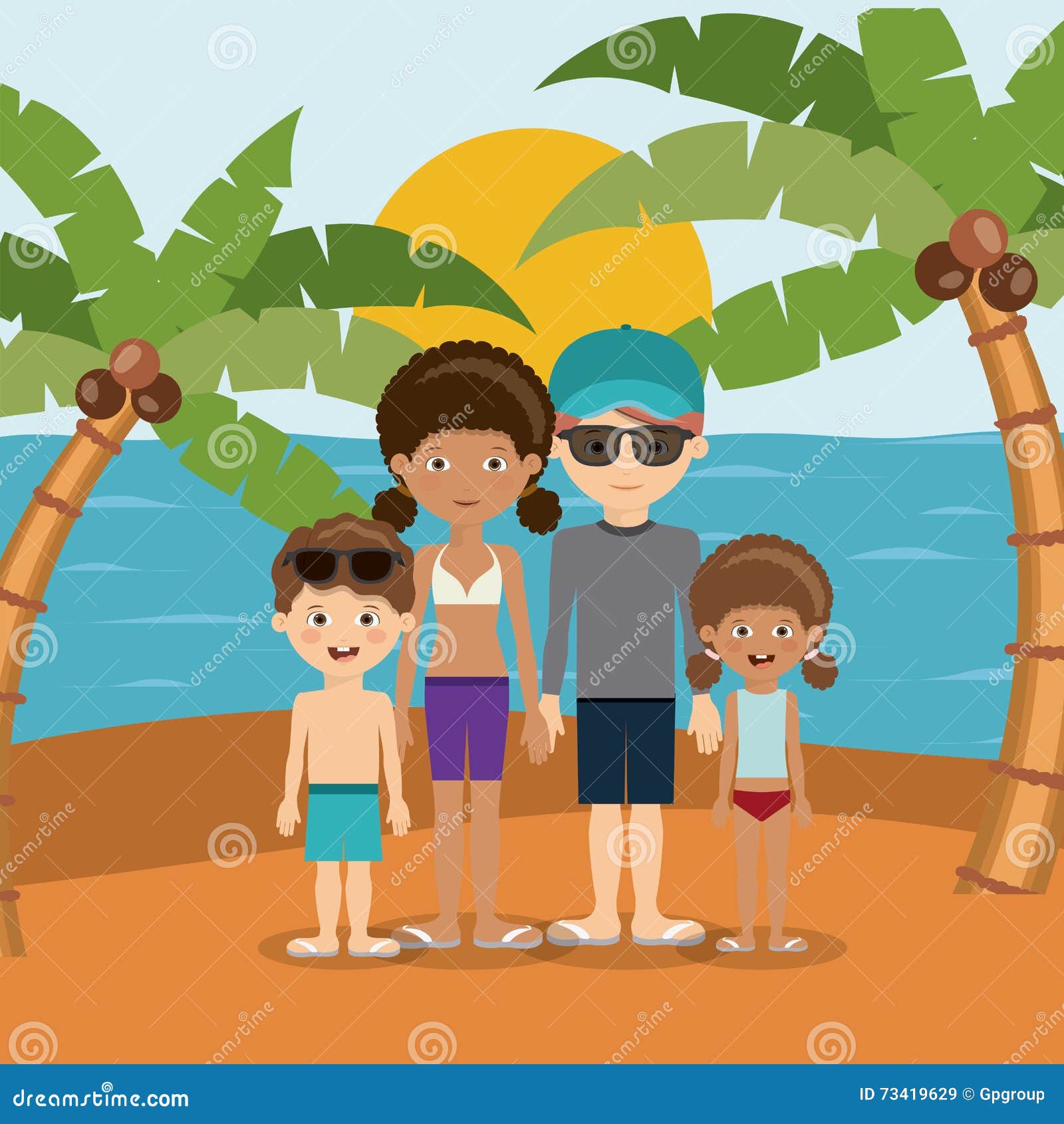 Family Beach Vacation Design Stock Vector - Illustration of happiness ...