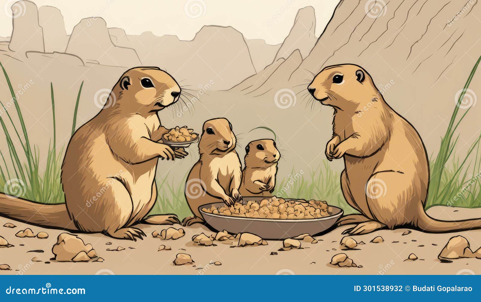 Beavers Family Cute Animals Cartoons Royalty-Free Illustration ...