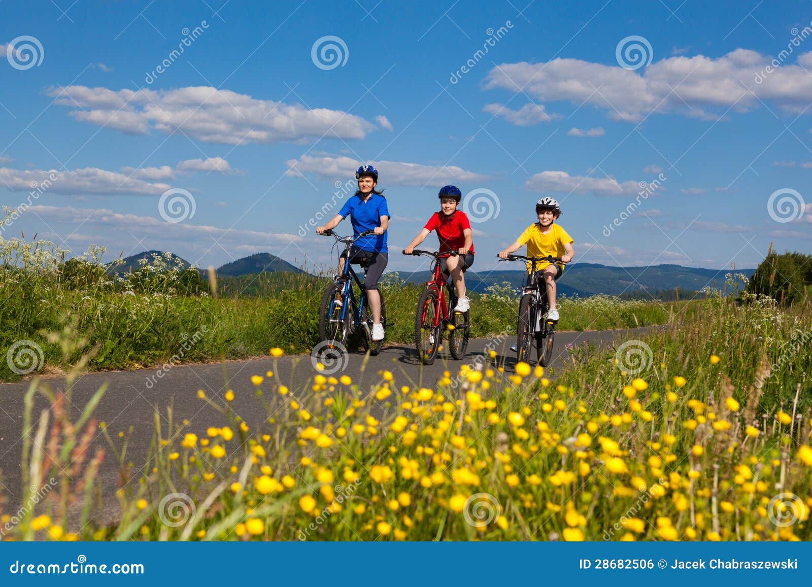 Family biking stock photo. Image of bikers, bikes, girl - 28682506