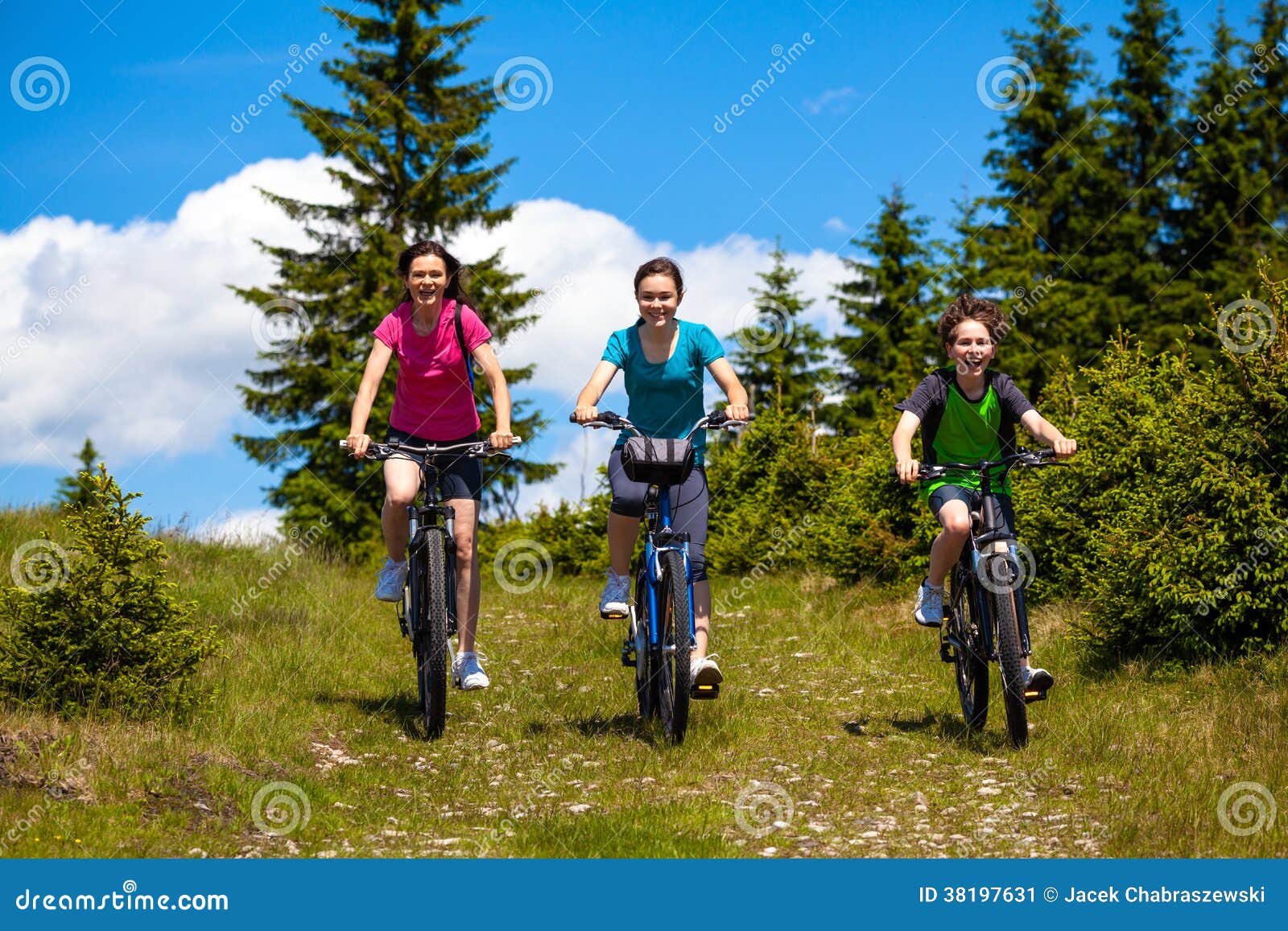 Family biking stock image. Image of bikers, family, girls - 38197631