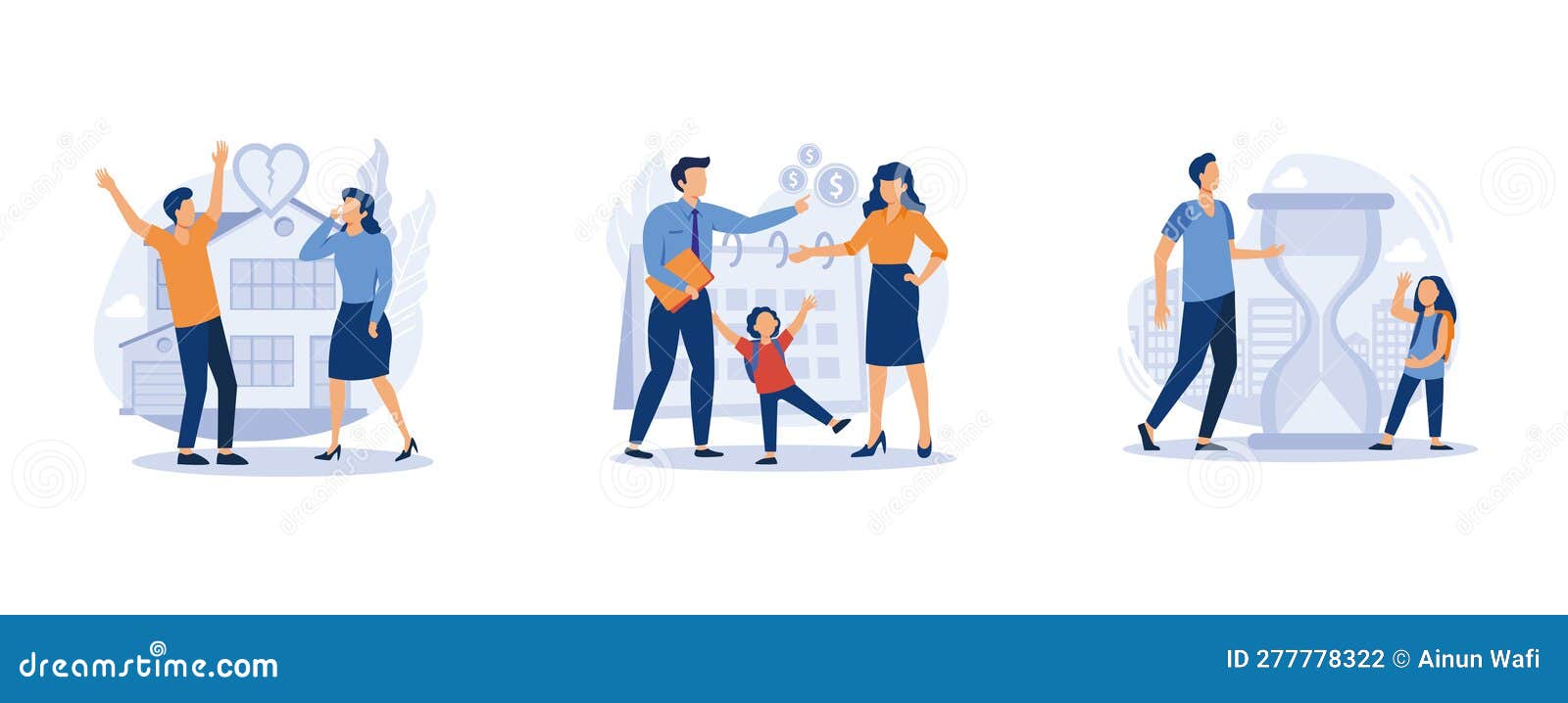 Challenges For Divorced Dads Flat Style Illustration Cartoon Vector
