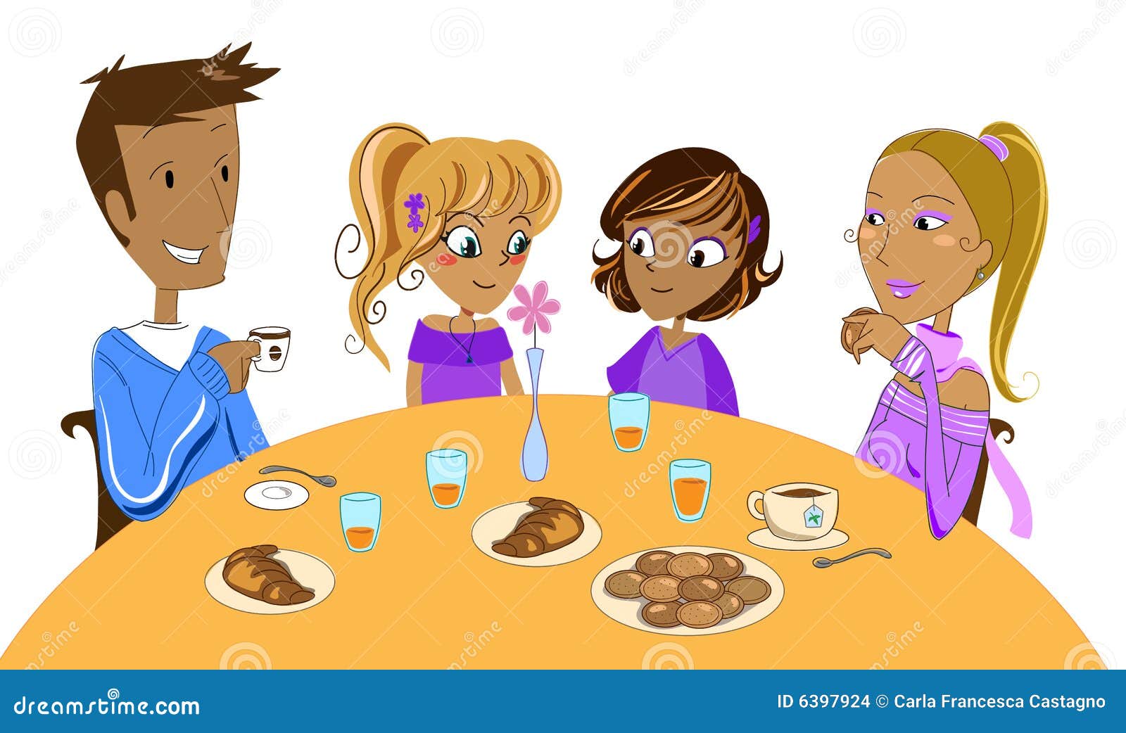Family Breakfast Illustration